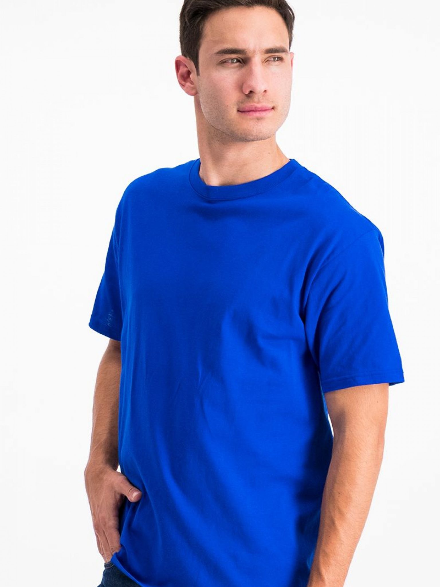 Mavi Sıfır Yaka Penye - İğne Personel Kıyafetleri